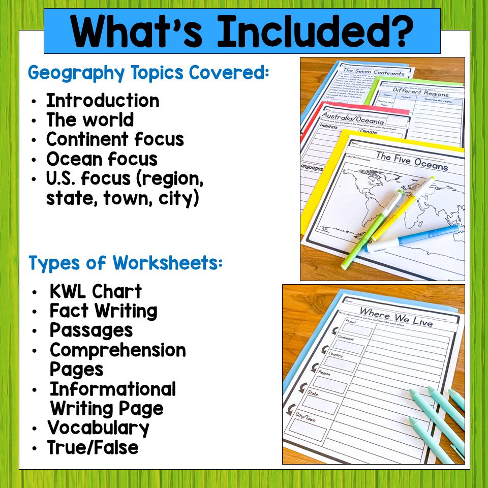 Geography Worksheets And Reading Passages, World Geography
