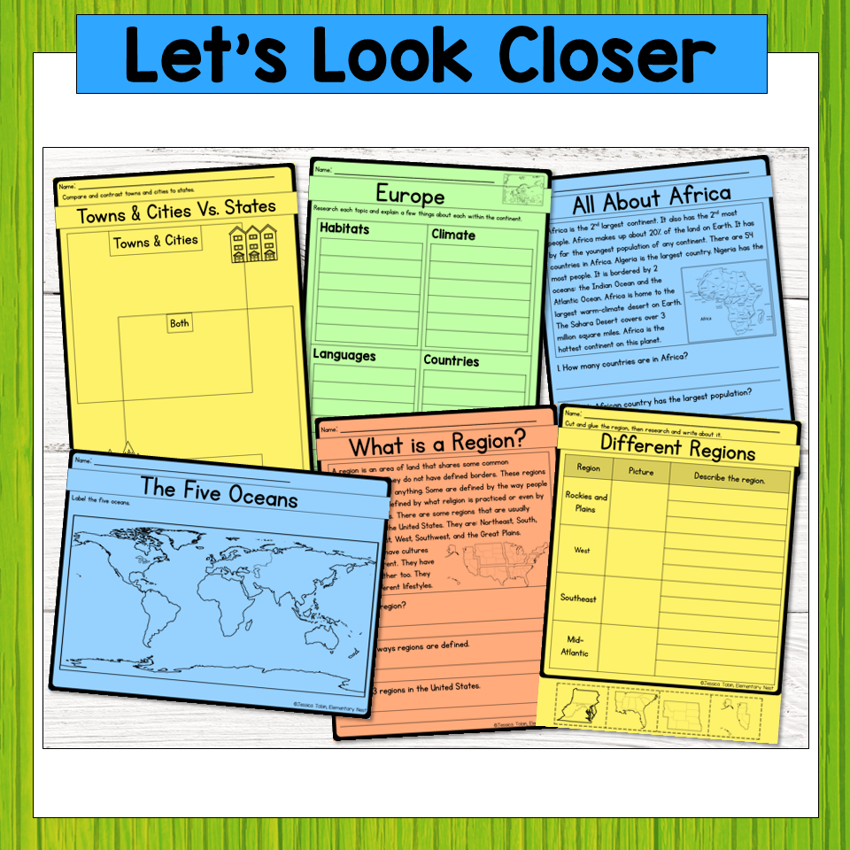 Geography Worksheets And Reading Passages, World Geography