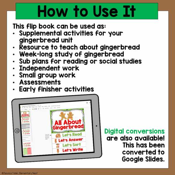Gingerbread Craft Flip Book For Nonfiction Reading And Writing