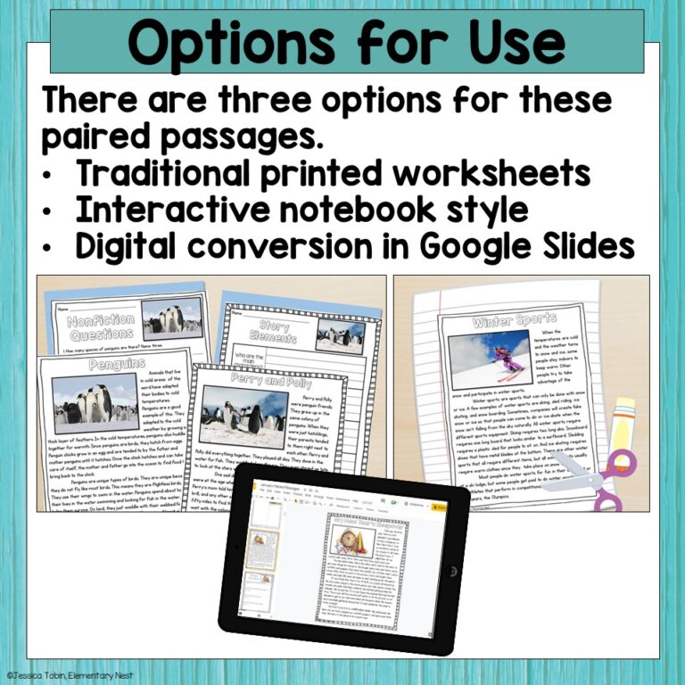 January Paired Passages Winter Reading Comprehension