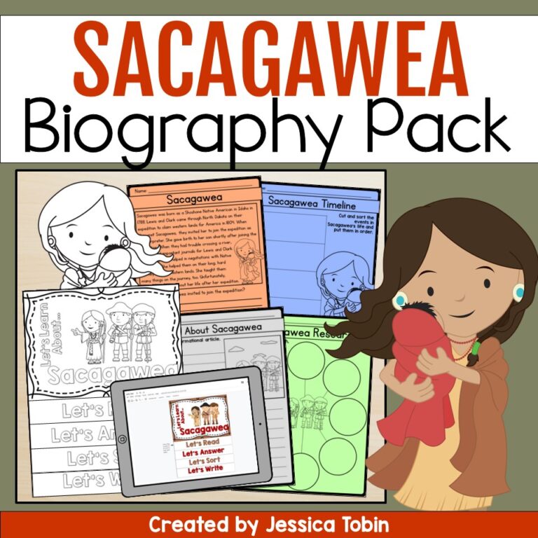Sacagawea Biography Reading Comprehension Flip Book Pack