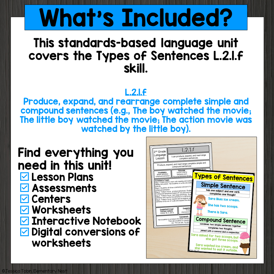 L.2.1.f 2nd Grade Sentences, Types Of Sentences, Compound Sentences
