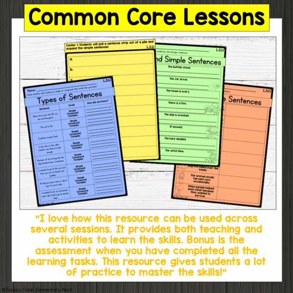 L.3.1.i 3rd Grade Sentences Unit - Simple, Compound, And Complex