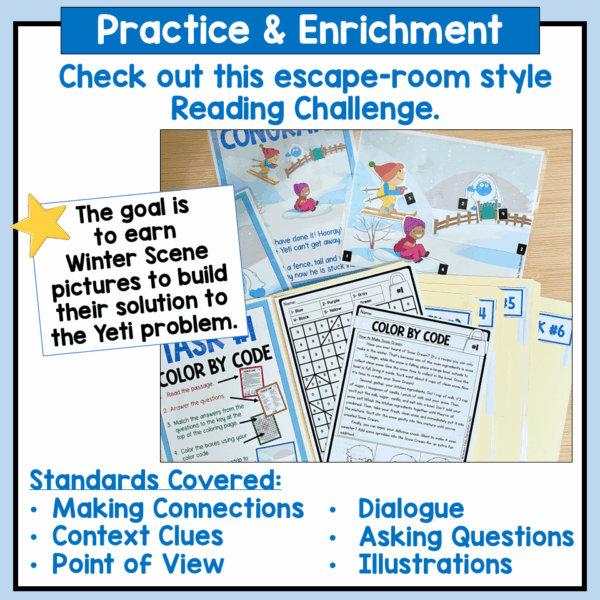 Winter Reading Comprehension Escape Room For Kids