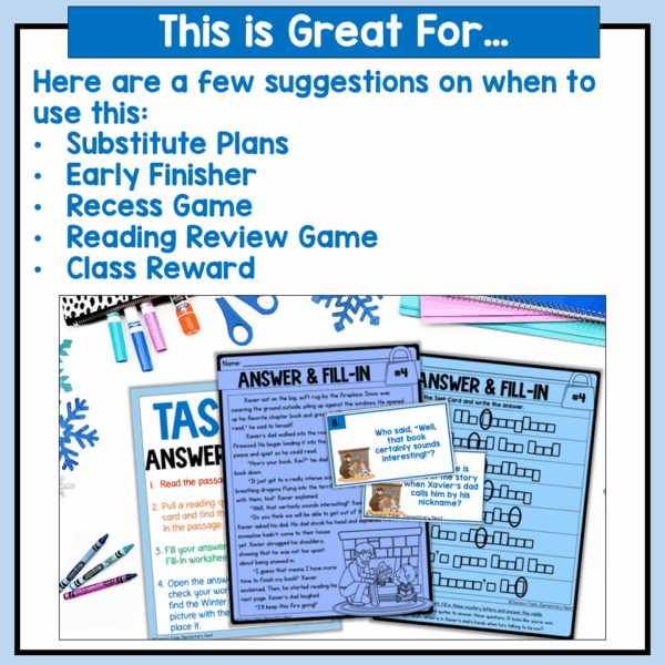 Winter Reading Comprehension Escape Room For Kids
