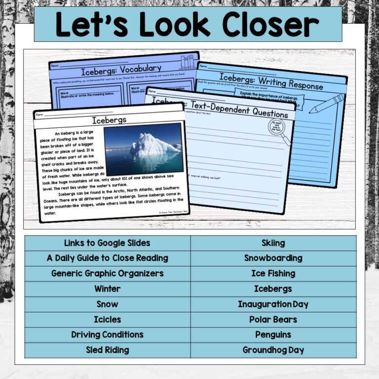 Winter Nonfiction Reading Passages, 14 Winter Close Reading Sets