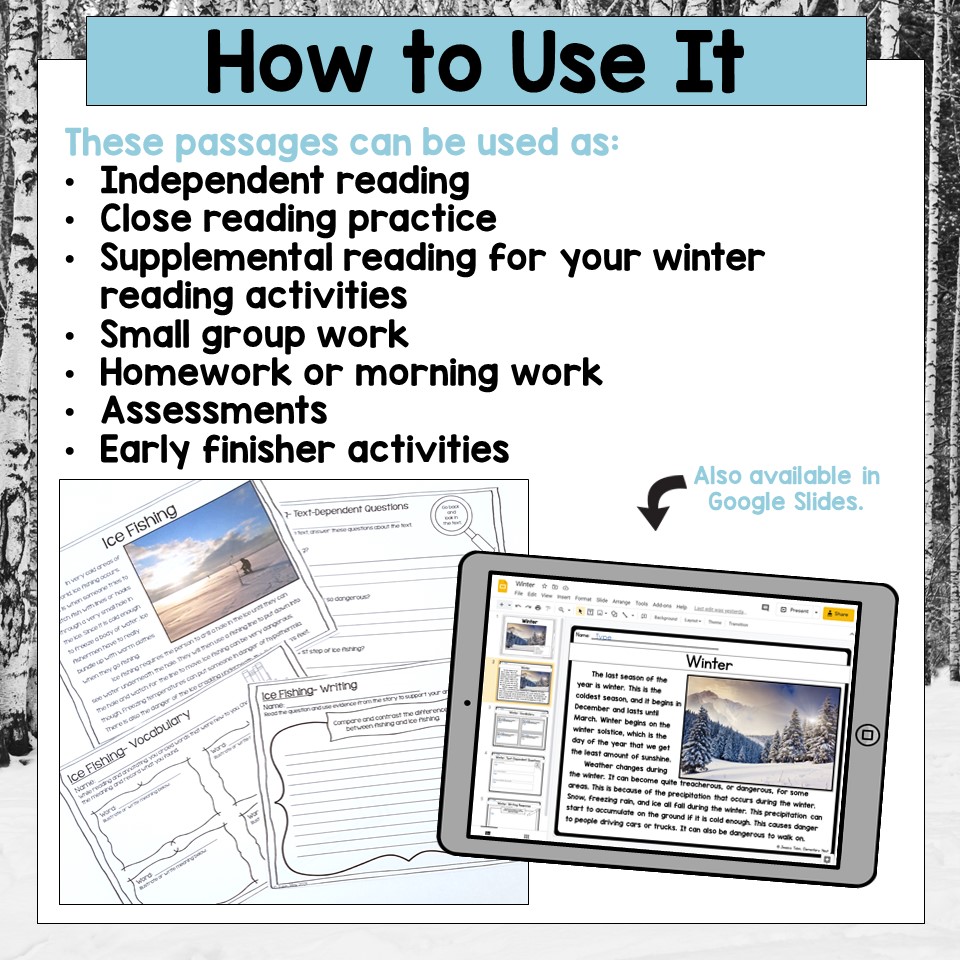 Winter Nonfiction Reading Passages, 14 Winter Close Reading Sets