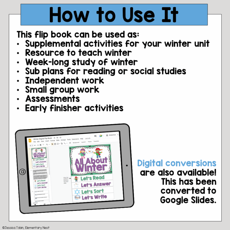 Winter Craftivity Reading Comprehension Flip Book